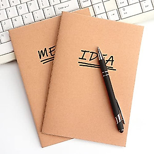 4 Pack Blank Kraft Notebooks, Blank Paper Sketchbooks for Drawing Doodling Writing,Travel Journal Set, 68 Pages, 34 Sheets, 8.1x5.5 Inch, A5 Size, Travel Journal Set, for Gifts, Students and Office Supplies