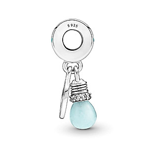 Lkwidi Glow-in-the-dark Lightbulb Double Dangle Charm 925 Sterling Silver Pendant,Jewelry Beads Gifts for Women Bracelet&Necklace