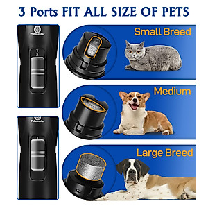 Petsaunter Dog Nail Grinder, 2-Speed and LED Light, Powerful Touch-Switch, Quiet and Low-Vibration Dog Nail Trimmers, and 3 Ports for Large Dogs, Medium, Small Dogs Cats Pets with Hard or Thick Nail