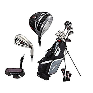 Left Handed M5 Golf Club Set for Tall Men, Black/Red