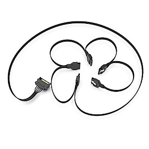 QIVYNSRY SATA Power Splitter Cable Straight SATA 15 Pin Male to 5 Female Power Splitter Extension Cable Serial ATA Power Cable Splitter Hard Drive Power Cable (50cm+10cm+10cm+10cm+10cm)