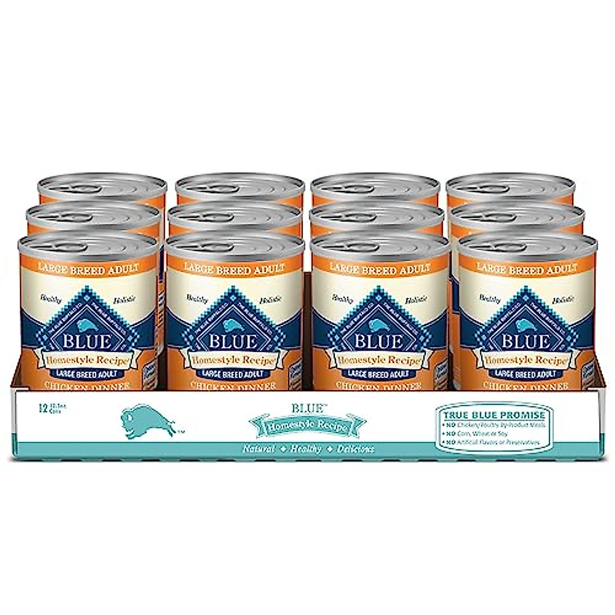 Blue Buffalo Homestyle Recipe Natural Adult Large Breed Wet Dog Food, Chicken 12.5-oz can (Pack of 12)