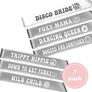 Last Disco Bachelorette Party Sashes I Includes Disco Bride Sash and 6 Disco Bachelorette Sashes I for Groovy Bachelorette or 70s Bachelorette Party I Bachelorette Sash Bride to Be