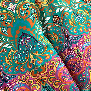 Lush Decor Boho Chic Reversible Throw Blanket, 60" x 50", Turquoise &Navy