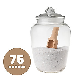 Glass Bath Salt Jar with Wooden Scoop for Bath Salt, Bath Salt Container With Airtight Lid Holds 74 oz of Bath Salt Epsom Salt, Laundry, Flour Multi Use