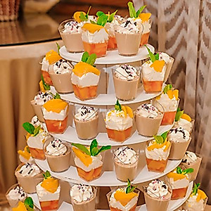 50 Pack 5 oz Square Dessert Cups with Spoons - Mini Parfait Cups, Appetizer Cups, Clear Plastic Party Dessert Cups for Serving Fruit Trifle Mousse and Pudding