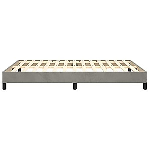 vidaXL Bed Frame Home Indoor Bed Accessory Bedroom Upholstered Wooden Double Bed Base Frame Furniture Light Gray 53.9"x74.8" Full Velvet