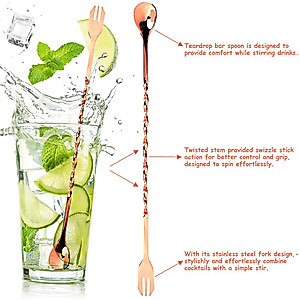 Cocktail Tools, JUSTDOLIFE Stainless Rose Gold Mixing Spoon Double Jigger with Cocktail Ice Muddler and Cocktail Bar Strainer for Home Bar Cocktail Drinks