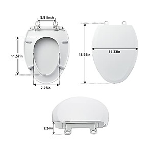 TINYROW Toilet Seat Elongated,Slow Close Toilet Seat Plastic,White Toilet Seat,19 Inch Toilet Seats for Standard Toilets,Toilet Lid