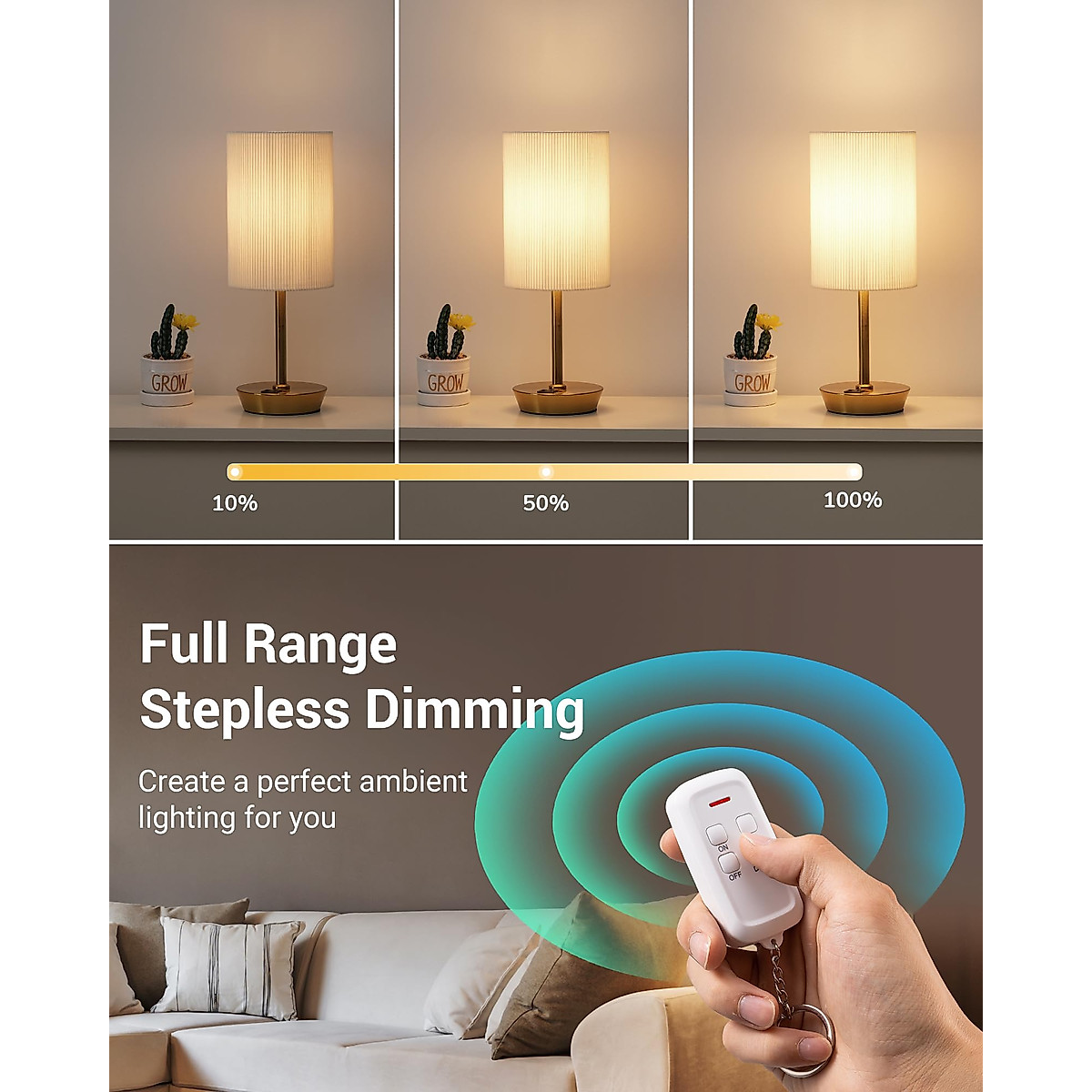 DEWENWILS Remote Control Light Socket with Dimmer, Wireless Light Switch, Dimmable Remote Light Bulbs Socket Switch, 100FT, E26 E27 Base with Controller, No Wiring, for Closet, Basement, ETL Listed