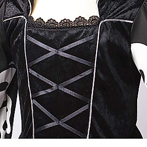 yolsun Skeleton Ghost Witch Costume for Girls, Glow in The Dark, Halloween Fearsome Costume(10-12 Years)