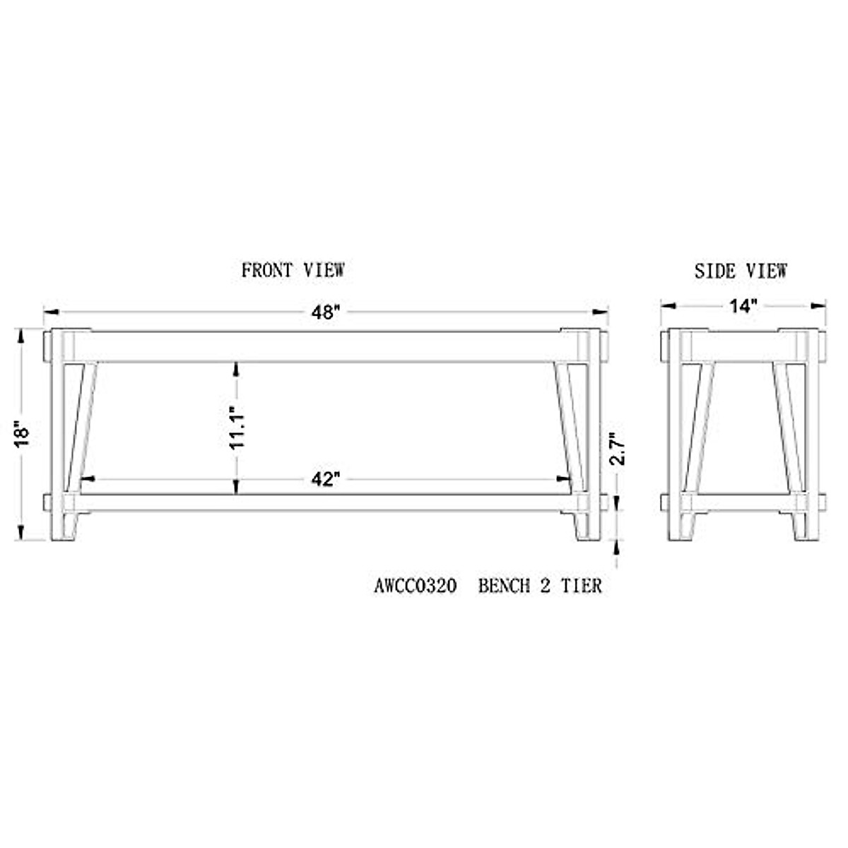 Alaterre Furniture Ryegate Natural Live Edge Solid Wood with Metal 48" Bench