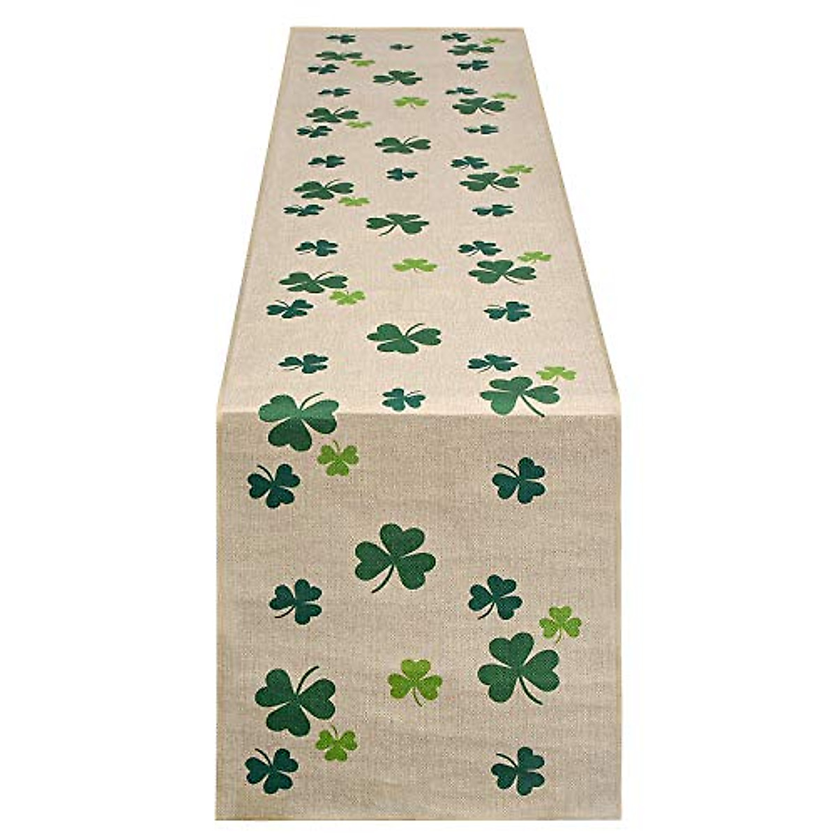 yuboo Burlap Shamrock Table Runner,Saint Patrick Day Decorations for Spring Tablecloth Farmhouse Kitchen Home