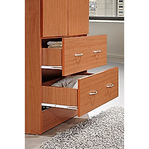 HODEDAH IMPORT- Two Door Wardrobe, with Two Drawers, and Hanging Rod, Cherry
