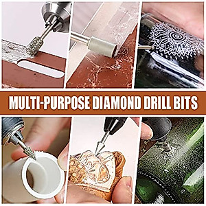 Diamond Drill Grinding Bit Set, Stone Carving Rotary Tools Polishing Kits Diamond-Coated with 1/8-inch Shank Universal Fitment for Stone Glass Ceramics
