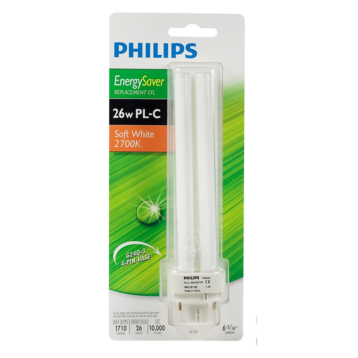 Philips LED Philips 230425 Energy Saver Compact Fluorescent Non-Integrated 26-Watt PL-C Soft White 4-Pin Base Light Bulb