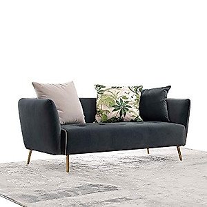 Acanva Dark Blue Modern Velvet Fabric Sofa for Living Room Bedroom, Solid Metal Legs, 68" W Loveseat