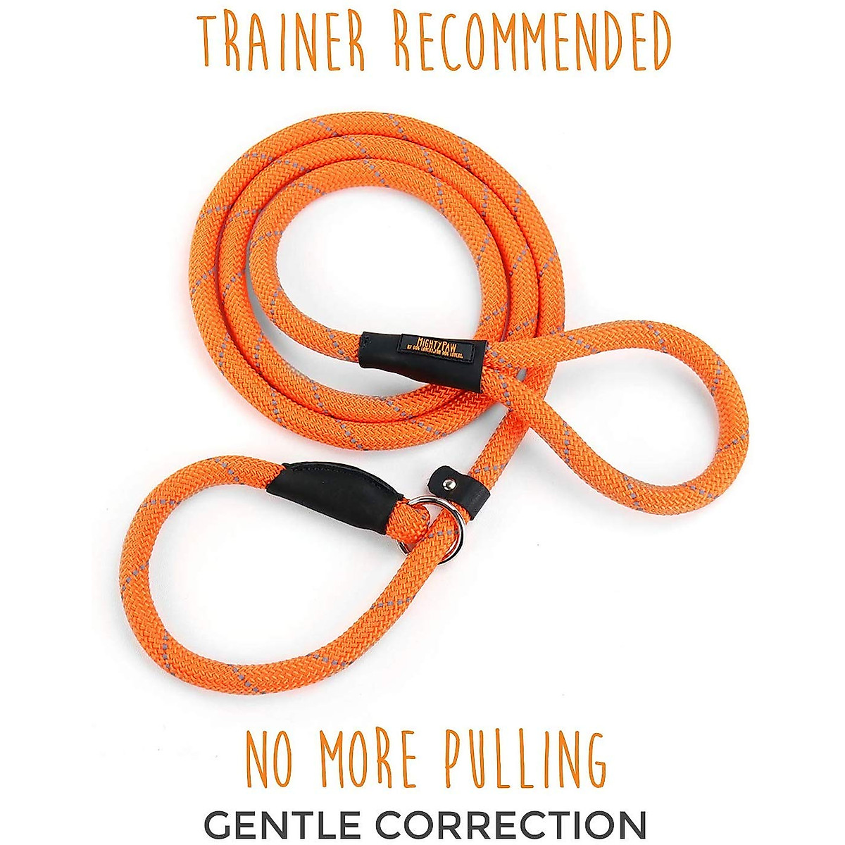 Mighty Paw 6' Slip Dog Leash - Gentle Correction with No More Pulling - Rock Climbers Rope for Ultimate Strength - Universal Design - One Size Fits All - Control When You Need It - Reflective Thread