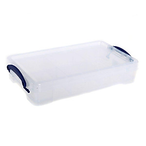 Really Useful Box Plastic Storage Box, 2.5 Liters, 13 3/8" x 8" x 2 3/4", Clear