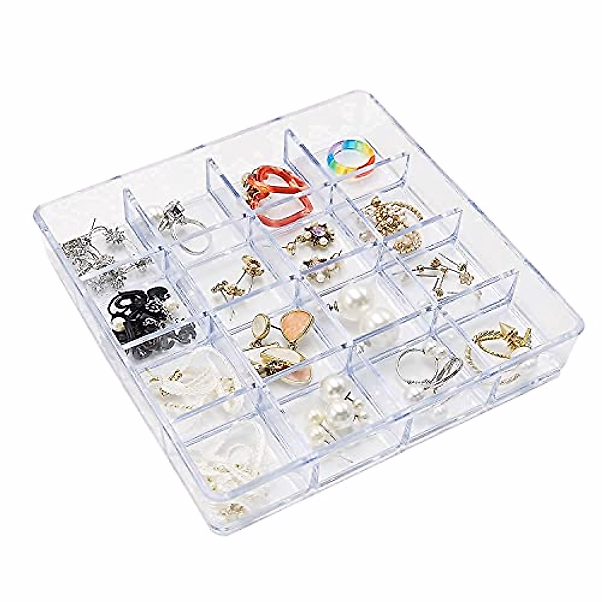 carrotez Jewelry Organizer, 16 Grid, Drawer Organizer, Jewelry Tray, Vanity Organizer, Stackable, Organizer for Makeup, Accessories, Desk, Vanity