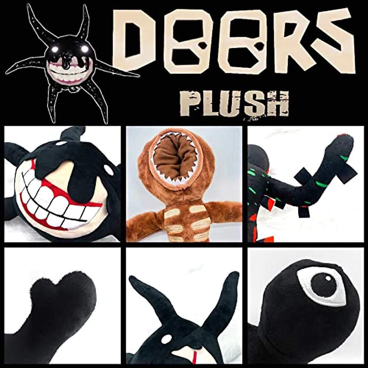 Lesome Doors Plushies Doors Plush Set of 4 New Monster Horror Game Stuffed Figure Doll Halloween Christmas Birthday Great Choice for Graduation Gift Party Favors (C-Door)