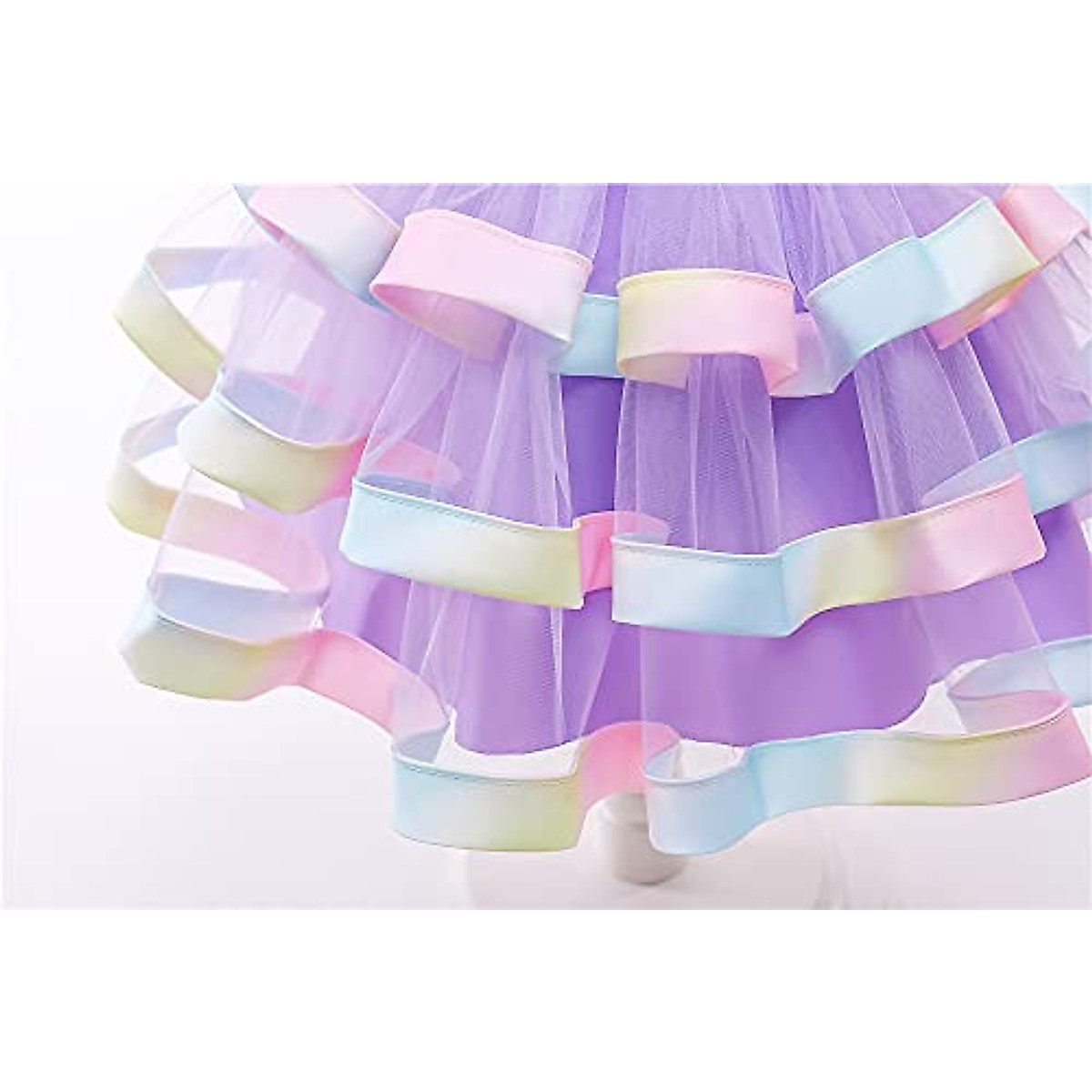 6M-6T Toddler Baby Girls Colorful Floral Tutu Gown Dress Party Evening Wedding Christmas Dance Dresses with Headwear Purple 90