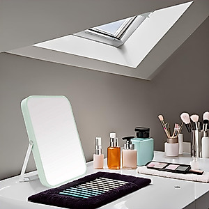 YEAKE Table Desk Vanity Makeup Mirror,8-Inch Portable Folding Mirror with Metal Stand 90°Adjustable Rotation Tavel Make Up Mirror Hanging Bathroom for Shower Shaving(Green)