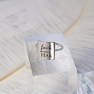 SIMONLY Faith Over Fear Ring&Be Still Ring&Have Faith Ring&Trust Gods Plan Ring&Trust In God Ring &God Is In Control Ring Inspirational Ring For Gift For Friends (Faith Over Fear, 7)