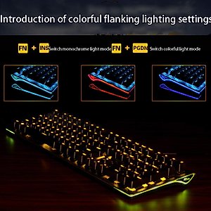 ARCH Wired Gaming Keyboard with Detachable Wrist Rest 108 Keys Mechanical Keyboard and Mouse Combo for Windows, iOS, Android, Computer Desktop PC Laptop (Color : C, Size : Black Shaft)
