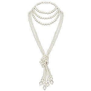 BABEYOND Long Pearl Necklace Faux Pearls Necklace Set Beaded Long Pearls Necklace 1920s Gatsby Costume Jewelry