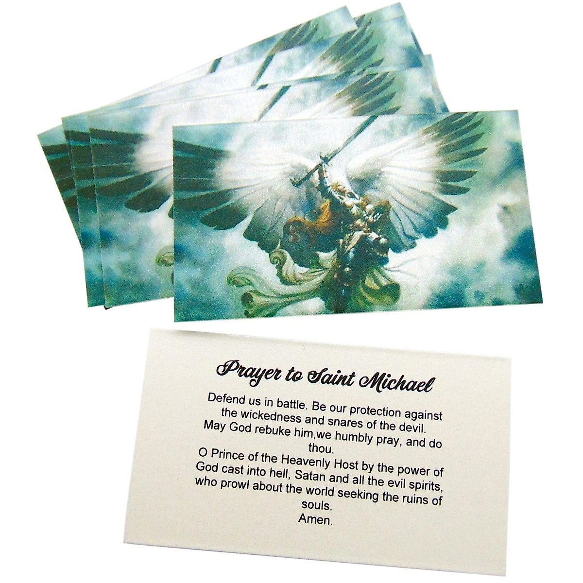 Westmon Works St Michael the Archangel Holy Card Bulk Pack with Prayer on Back Patron Saint of Police and Soldiers Made in the USA, Set of 10