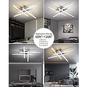 JFHTNFJ 24in Modern LED Ceiling Light, 40W Dimmable with Remote Control Semi Flush Mount Ceiling Light Fixture, Chrome LED Ceiling Lamp for Bedroom Kitchen Living Room