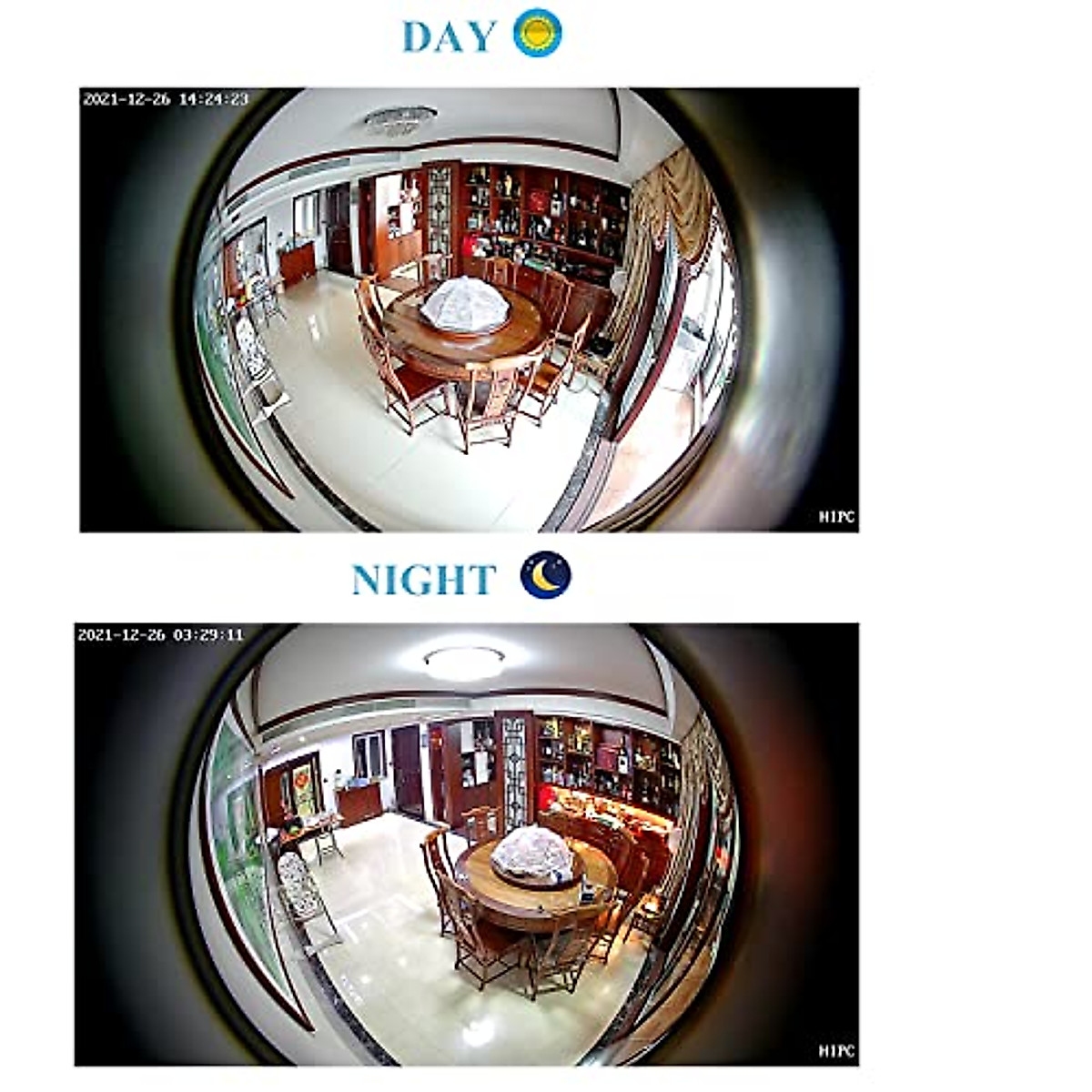 REVODATA 5MP POE Mini IP Fisheye Camera,Fisheye 1.44mm Lens (175° FOV) Wide Angle Small Indoor Security Camera, P2P CCTV Video Camera poe IP H.265 Motion Detection/APP (I706-4-P-HS)