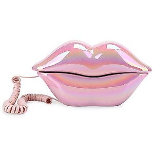 Corded Sexy Lip Telephone, Real Work Mouth Landline Phones, Wired Lip Phone for Decoration/Home/Office/Art Decor