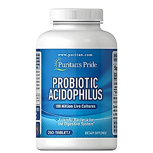 Puritan's Pride Probiotic Supplement, Acidophilus, Capsule, 250 Count(Pack of 1)