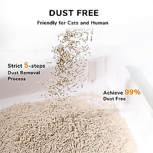 FUKUMARU Tofu Cat Litter Natural Unscented, Dust Free Cat Litter, Flushable Cat Litter Quick Clumping, Lightweight, Low Tracking Cat Litter Pellets, Effective Odor Control, 18 LBS (3 Packs)