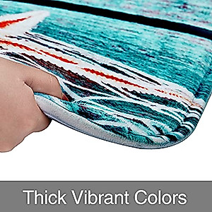2' x 6' Flannel Starfish Seashell Wood Bathroom Carpets Rugs Bath Mat Bath Rugs Anti-Slip Kitchen Mats Bathroom Mat Bathroom Carpets (Red Starfish)