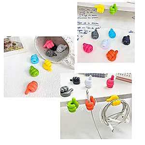 Manmao 20Pcs Creative Silicone Thumb Wall Hook - Multifunction Adhesive Cable Clip ,Self Adhesive Thumb Cable Organizer Clips Key Hanger