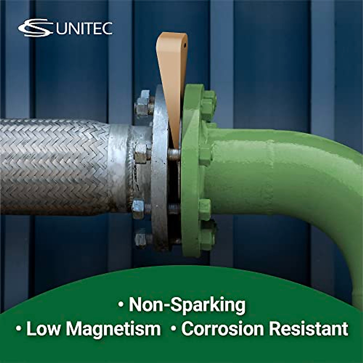 CS Unitec | Non-Sparking Aluminum Bronze Flange Wedge with Lanyard Hole | Metal Pipefitting Welding Tool | 1/2 in x 3/4 in x 4 in