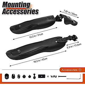 Winmoom Adjustable Bike Fender Set for 22"/24"/26"/27.5"，3 Parts-Universal Full Cover Thicken Widen, Front/Rear Mud Guards Fit for MTB Mountain Road Bike