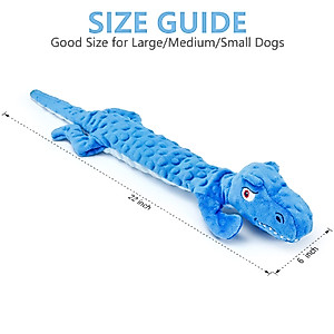 Senneny No Stuffing Dog Toys with Squeakers, Crinkle Plush Dog Toys for Large Medium Small Dogs, Durable Interactive Dog Toys for Puppies, Crocodile