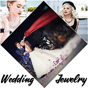 FIASASO Black Bridal Jewelry Set for Women Rhinestone Wedding Necklace Bracelet Dangle Earrings for Bride Bridesmaid Prom Jewelry Accessories