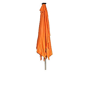 Trademark Innovations Rectangular Solar Powered LED Lighted Patio Umbrella - 10' x 6.5' (Orange)
