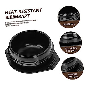 Operitacx 1 Set Stone Pot for Bibimbap Stainless Steel Stock Pot Soup Bowl with Lid Nonstick Cookware Hot Pot Casserole Korean Pot Korean Dolsot Bowls Ceramic Cookware Ceramic Kitchenware