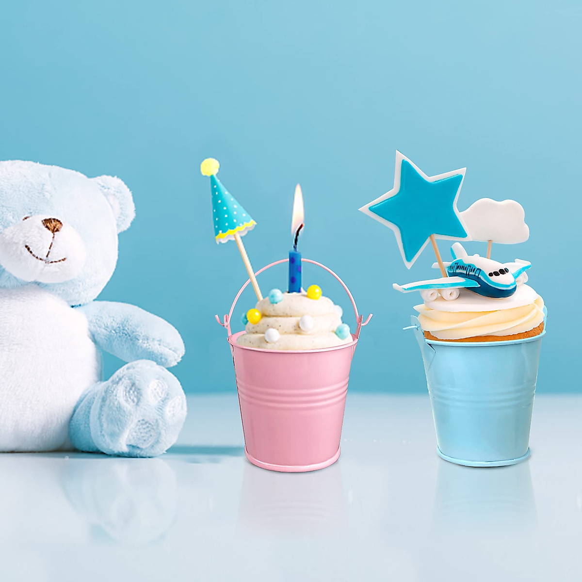 12 Pack Mini Metal Buckets Small Metal Pail Tinplate Tin Pails Containers with Handles for Party Favors and Garden Decorations