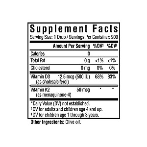 Seeking Health Vitamin D3 + K2 Drops - Liquid Vitamin D & K Supports Immune System Function & Bone Health - Aids Calcium Absorption - Aids Healthy Blood Flow & Circulation - 1 oz