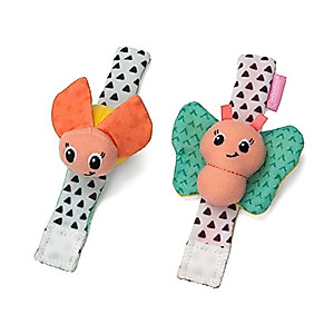 Infantino Baby Wrist Rattles, Butterfly and Lady Bug-Themed, 1-Piece Set for Babies 0M+