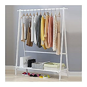 Wooden Clothing Rack Clothes Rails Garment Rack Open Wardrobe Closet Wood Coat Stands Hanging Heavy Duty Hangers with Storage Organizer Shelves Bedrooms Entryway ( Color : White , Size : 85x40x145cm )