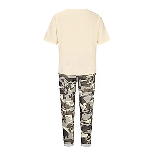 Cute Outfits for Women 2 Piece Sets Feather Floral Print Tops Camo Pant Oversized Tracksuit Casual Plus Size Vacation Outfits