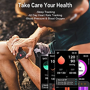 Smart Watch(Answer/Make Calls), 1.8” Full Touch Screen Smartwatch with AI Voice Assistant Heart Rate Sleep Tracker, IP67 Waterproof Watch with 120+ Sports Modes for Men Women Compatible Android iOS